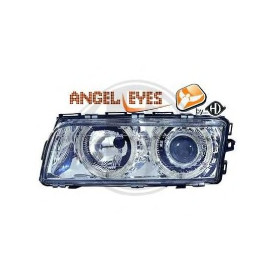 phares Design chrome, avec clign., correct. phare, DE + anneaux E38,