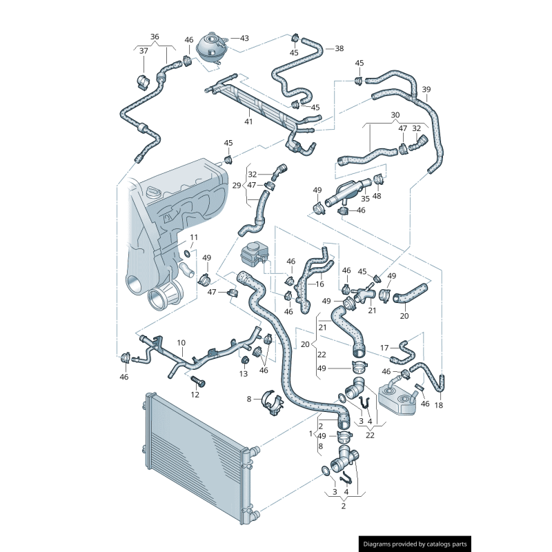 Tuyau de refroidissement VW/Audi 038121065BG - Pièce d'origine