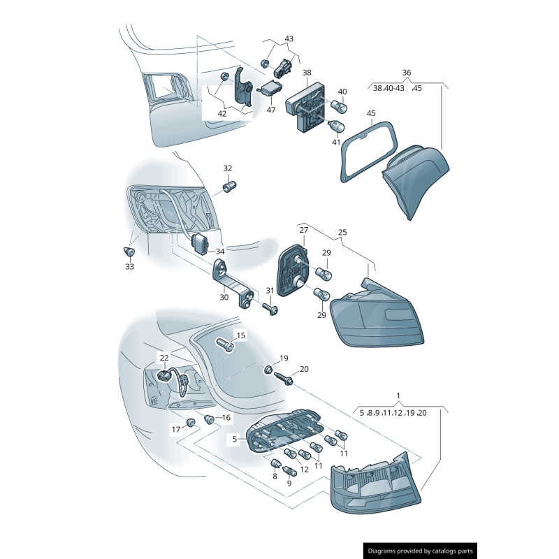 Support ampoules feu arrière droit AUDI A6 C6 - 4F5945222C