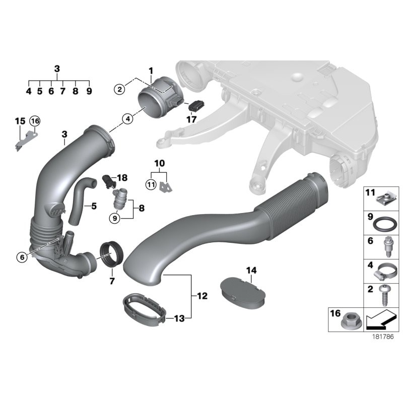 Tuyau de débitmètre d'air chaud - Pièce d'origine BMW 13717808158